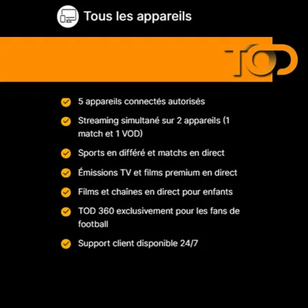 Abonnement Tv TOD 4K | 3 Mois - 5 terminale " Ecran"