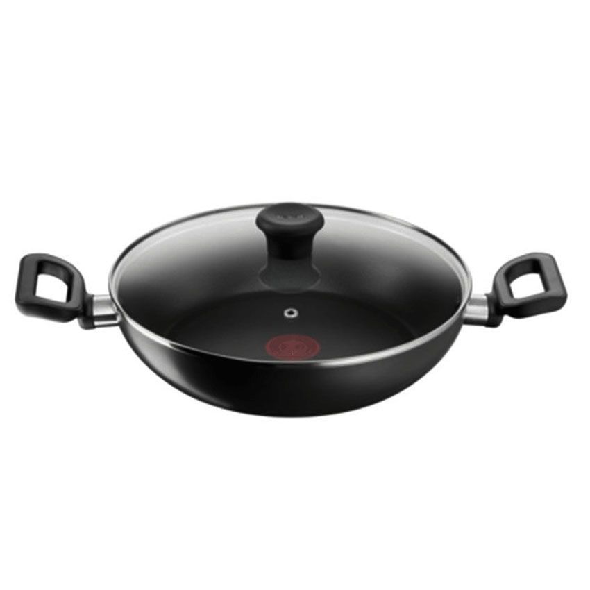 Faitout TEFAL 24cm DELICIA KADAI | Avec Couvercle en Verre - Noir
