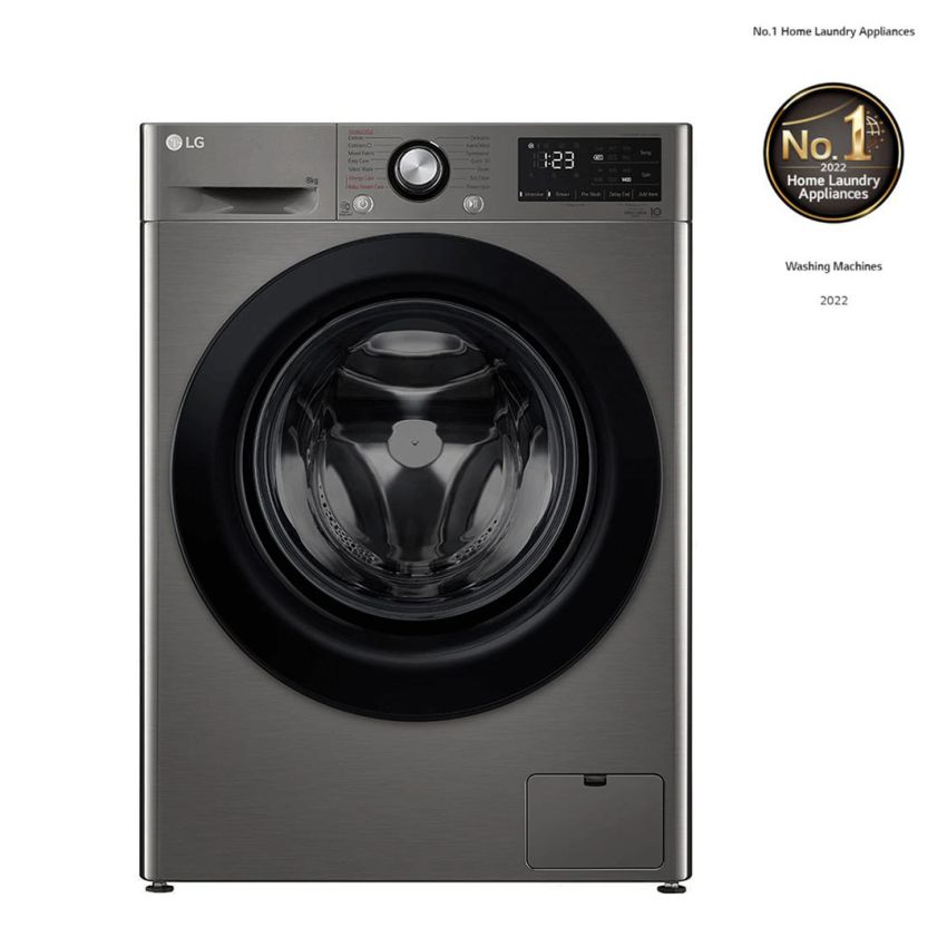 Machine à Laver LG VIVACE 8 Kg | Essorage 1400 Tours/min - Smart Inverter - F4R3TYG6P - Noir