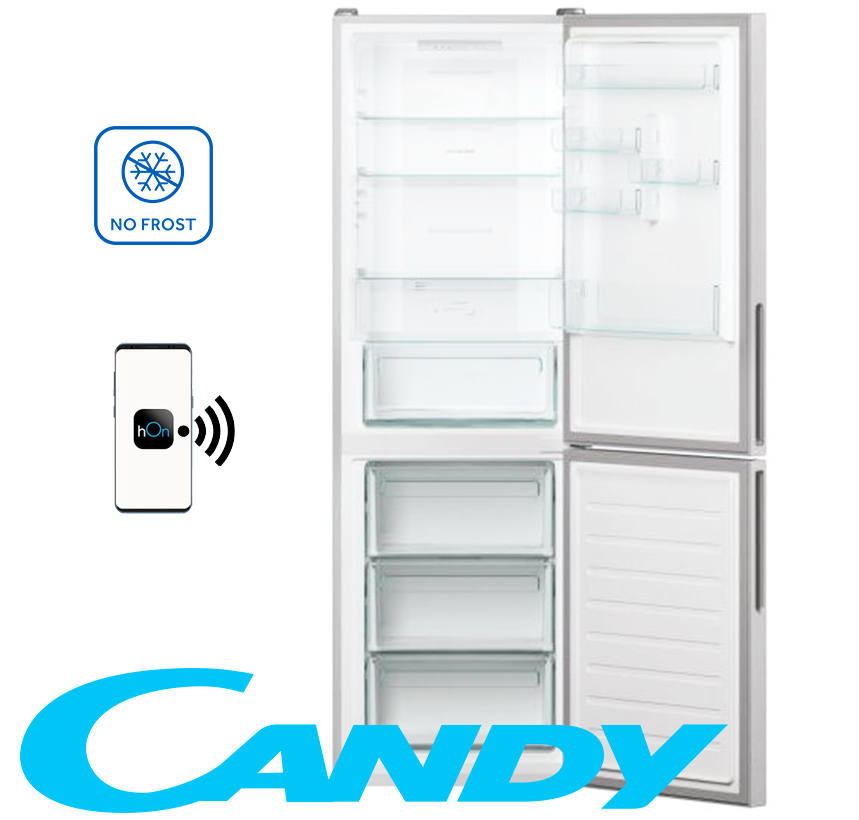 CANDY Réfrigérateur Combiné CCE3T618 FW (342Litres) Blanc No Frost